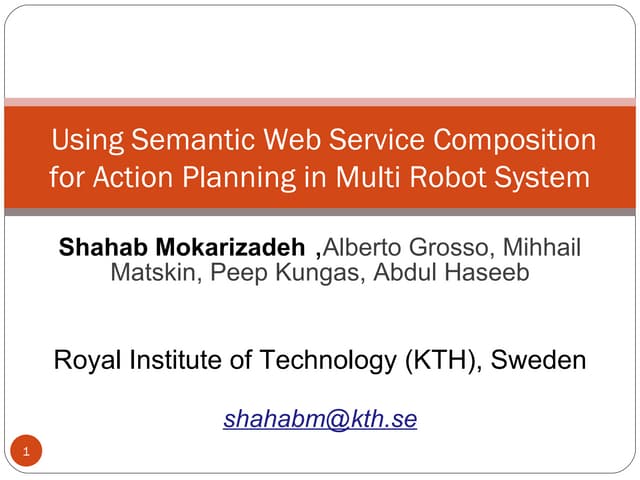 Semantic Web Service Composition For Action Planning Ppt