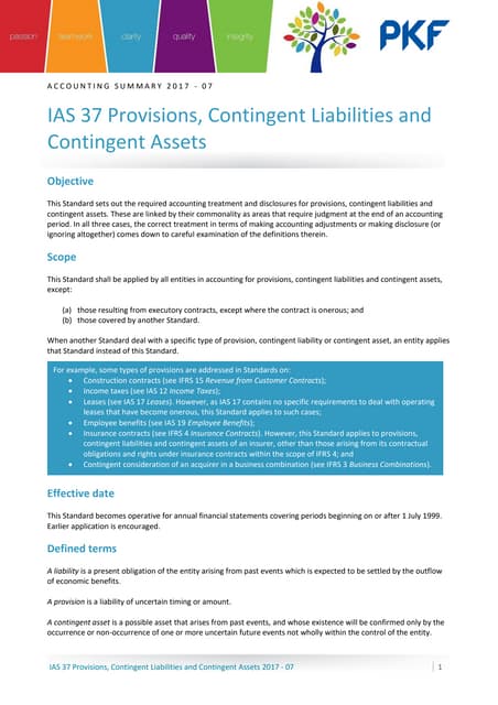 Contingent Assets & Liabilities | PPTX | Business | Business and Finance