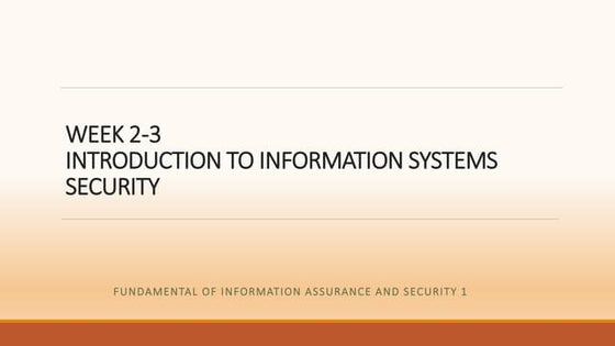 Information Assurance And Security - Chapter 1 - Lesson 2 | PPT