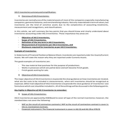 Ias 2 inventories summary and simplification | DOCX