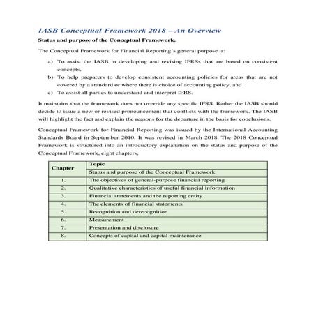 IASB Conceptual Framework 2018 -An Overview | PDF