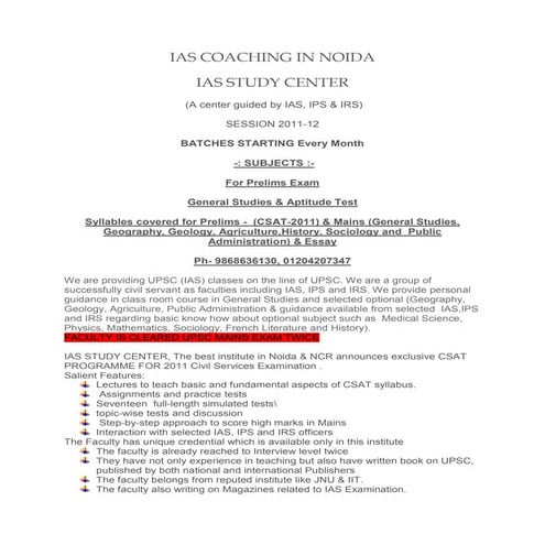 FIRST IAS INSTITUTE- BEST IAS COACHING IN DELHI | PDF