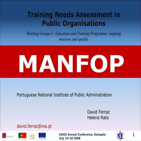 Training Needs Assessment in Public Organisations, Helena Rato; David ...