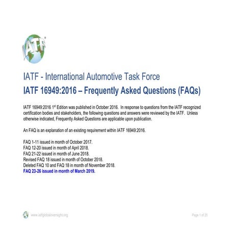 List of mandatory IATF 16949 documents | PDF
