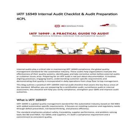 List of mandatory IATF 16949 documents | PDF