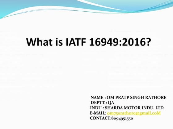 IATF 16949 CLAUSES TRAINING MATERIAL BRIEF | PPT