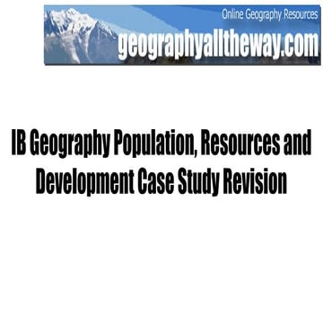 IB Geography Population, Resources and Development Revision - Essay ...
