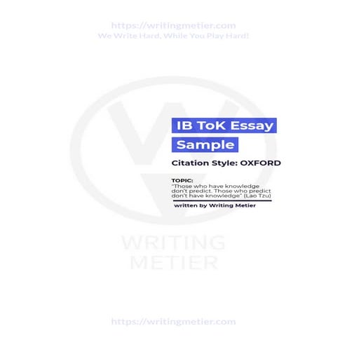 IB ToK Essay Sample 2018-2019 by WritingMetier.com