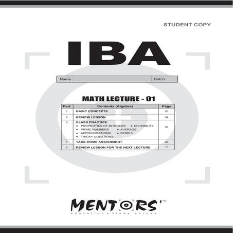 Iba bba math lecture 01 (prt) | PDF