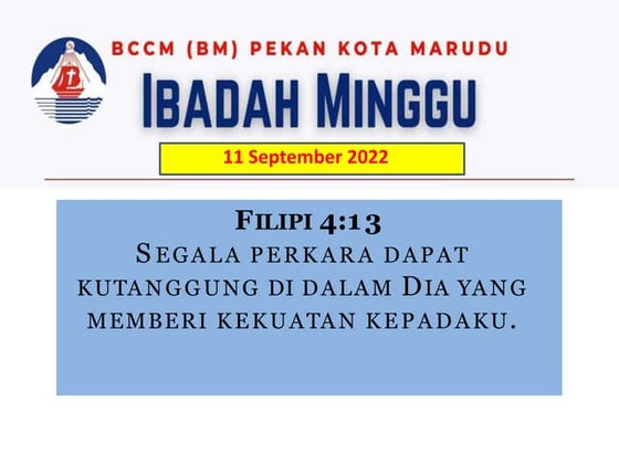 SLIDE IBADAH MINGGU JEMAAT BCCM PEKAN K.M | PPTX