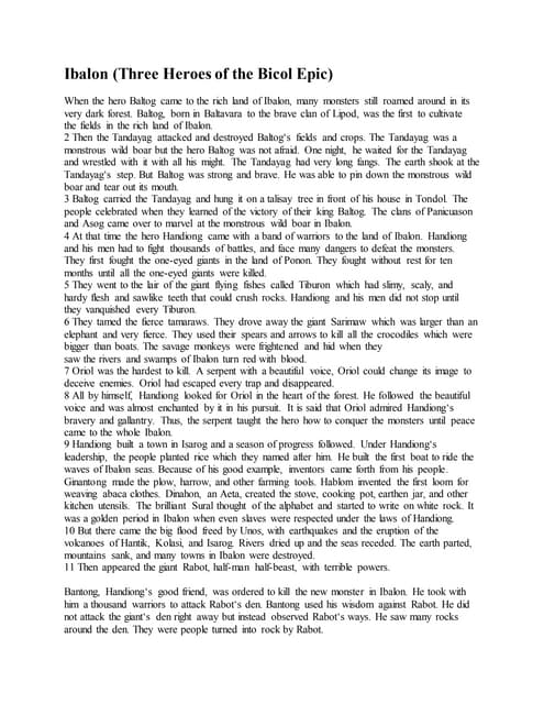 Epic story of Ibalon | PPTX | Sci-fi and Fantasy | Hobbies & Interests