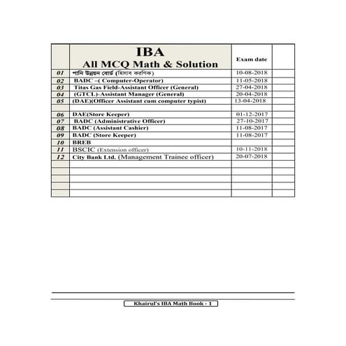 Iba mcq math solution( 2017 2019) by khairul alam [www.itmona.com] | PDF