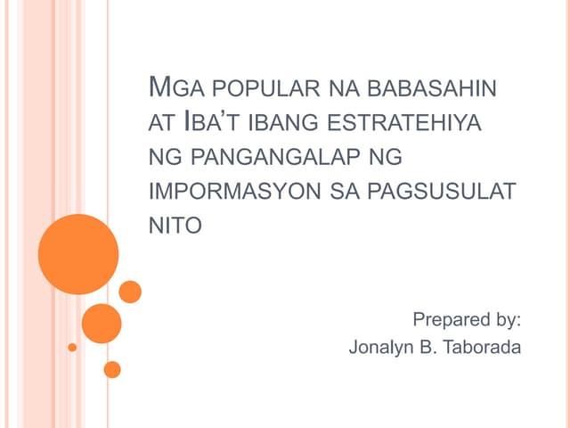 Impormal na komunikasyon | PPT