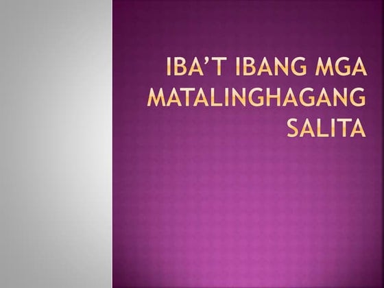 Pagtutulad, Pagwawangis, Pagsasatao | PPT