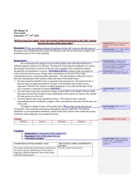 Osmosis lab report | PDF
