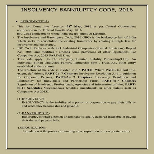 Insolvency & Bankruptcy Code,2016 | PDF