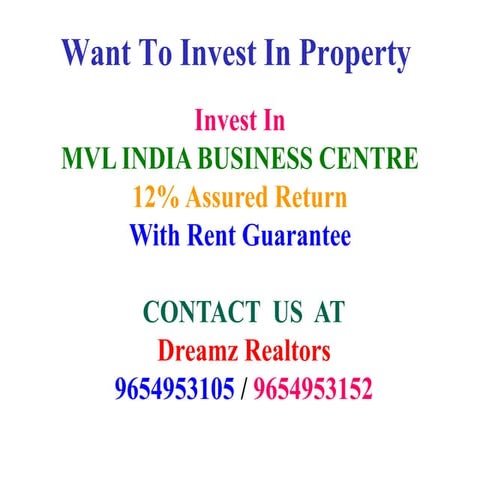 MVL INDIA BUSINESS CENTRE GURGAON, 9654953105,ASSURED RETURN PROJECT IN ...