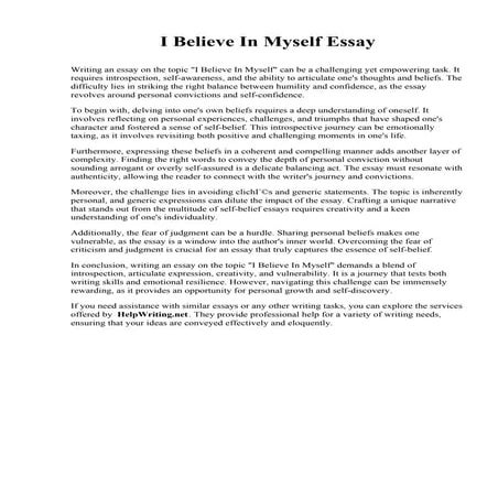 I Believe In Myself Essay. Kettering University | PDF