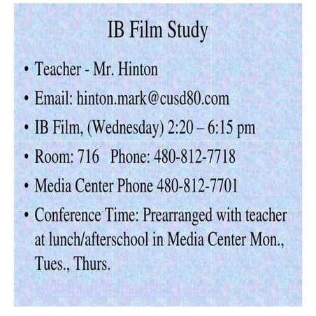 IB Film Study | PDF