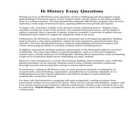 Ib History Essay Questions. IB History - A-Level History - Marked by ...