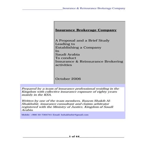 Placing an Insurance Brokerage Company in KSA | PDF