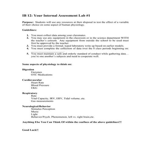 Ib internal assessments instructions for ia 1 | PDF