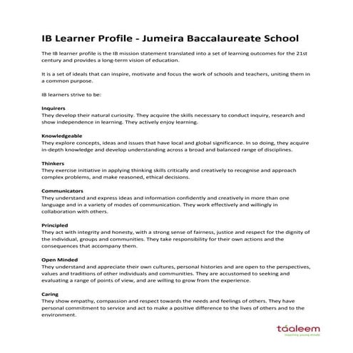 Ib learner profile | PPTX