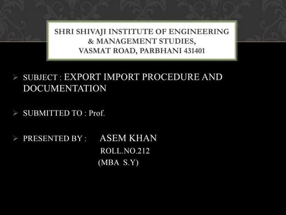 Import procedure and documentation | PPT