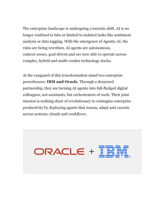 Ibm And Oracle Expand Partnership To Advance Agentic Ai And Hybrid Cloud Pdf