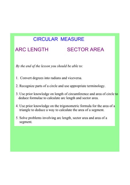 Chapter 8 circular measure | PDF