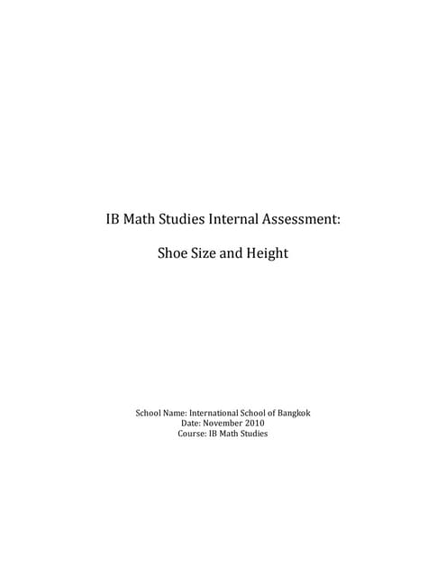 Ib math studies internal assessment final draft | PDF