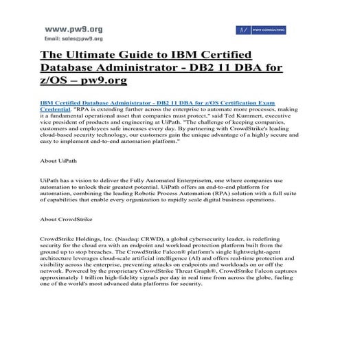 The Ultimate Guide to Ibm certified database administrator db2 11 dba for z os | PDF