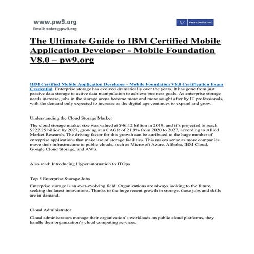 The Ultimate Guide To Ibm Certified Mobile Application Developer Mobile Foundation V8 0 Pdf