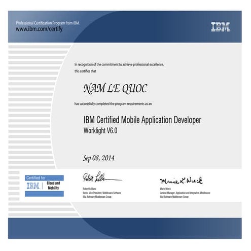Ibm certified mobile application developer worklight v6.0 | PPT