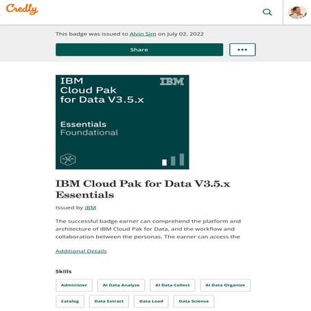 IBM Cloud Pak for Data V3.5.x Essentials - Credly.pdf