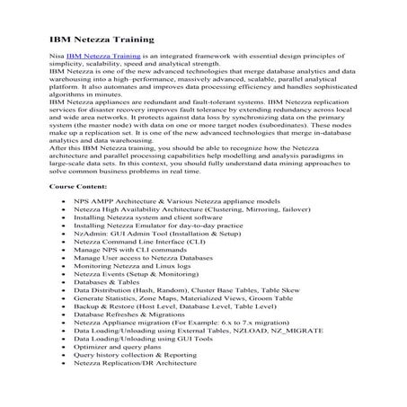 Ibm Netezza Training Pdf