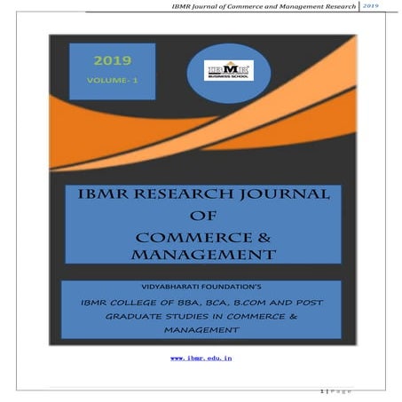 IBMR Business School - Research Journal Volume 1 | PDF