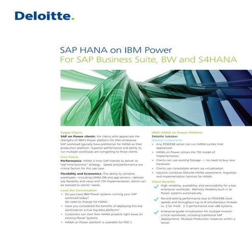 Ibm Sap Hana On Ibm Power Pdf Cloud Computing Internet