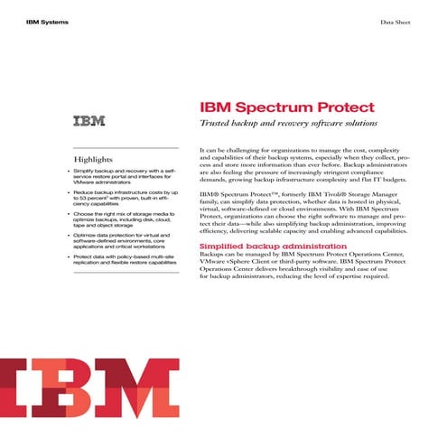 Ibm spectrum protect | PDF