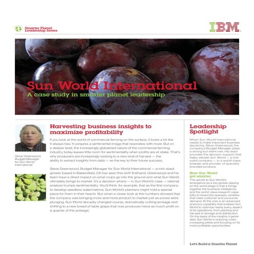 Sun World International A case study in smarter planet leadership | PDF