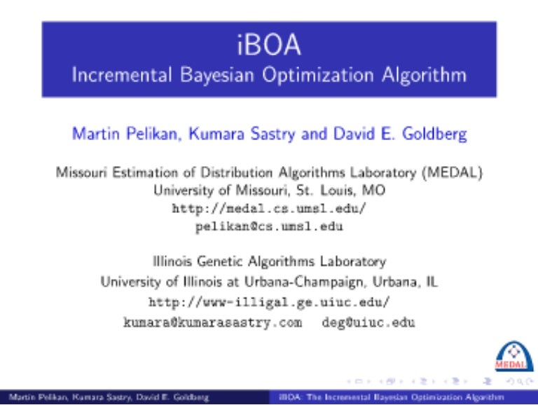 Iboa The Incremental Bayesian Optimization Algorithm