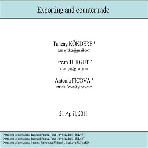 Exporting and Countertrade | PPT