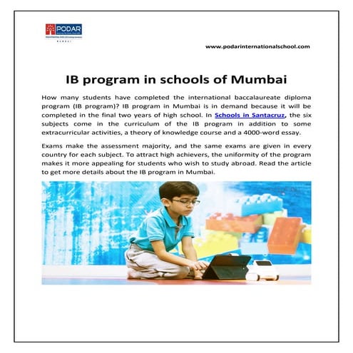 Exploring Podar International School: Your Gateway to IB Education in Mumbai | PPTX