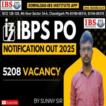 IBPS PO notification 2025 | ibs institute in Chandigarh | PPTX