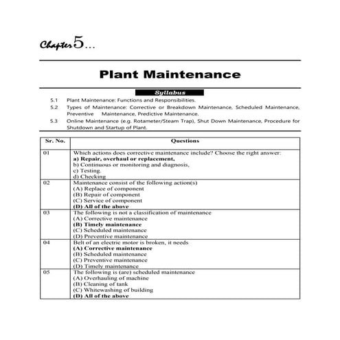Plant maintenance | PDF