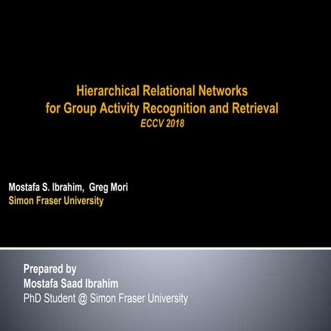 Hierarchical Relational Networks for Group Activity Recognition and Retrieval | PPT
