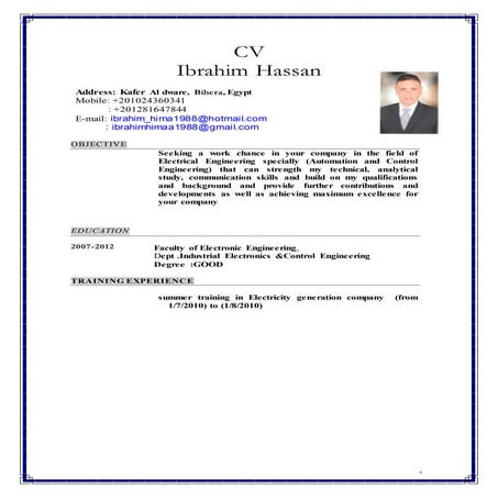 Ibrahim hassan cv | PDF