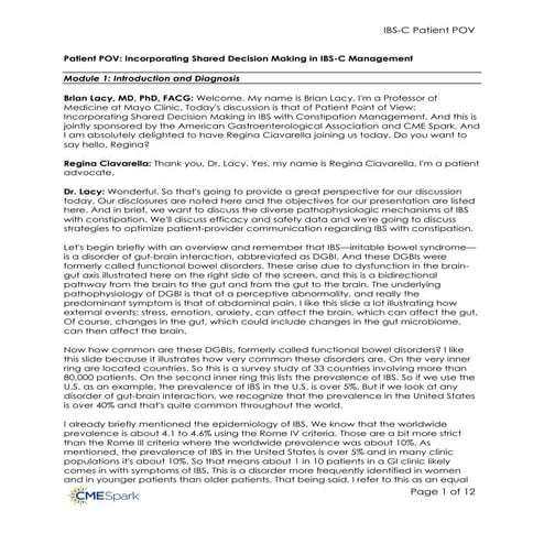 Irritable Bowel Syndrome with Constipation: Patient POV CME Program ...