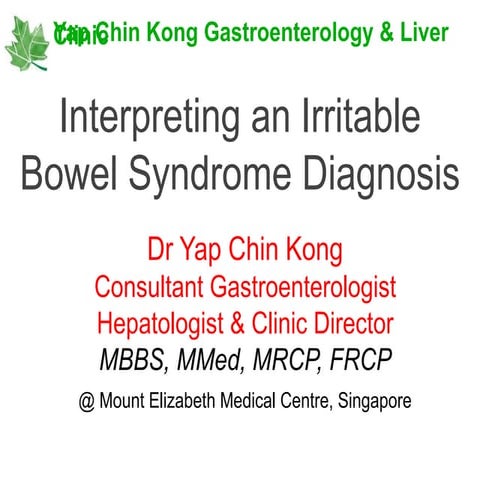 Irritable bowel syndrome - interpreting a diagnosis | PPT