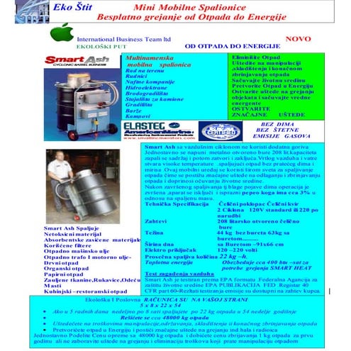 IBT Eko Stit Mini Spalionice Mobilne - od Otpada do Energije ELASTEC | PDF